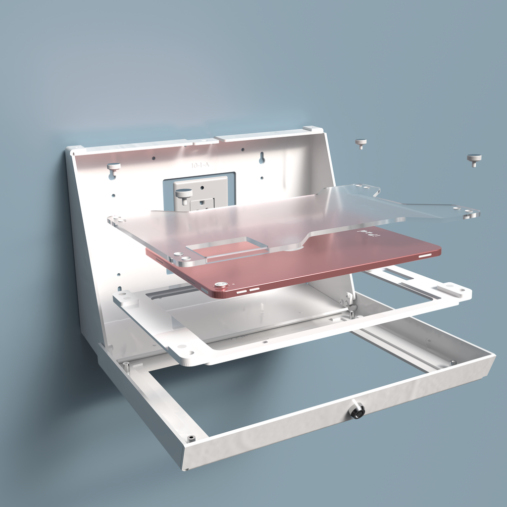 Security Metal Enclosure Set up as Wall Mount Trapezoid Shape Kiosk wi ...